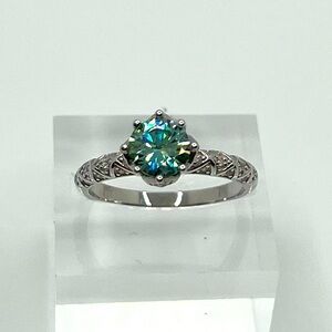 Jewelry | R112 Certified 1 Carat Sky Blue Moissanite Diamond Ring 18k ...
